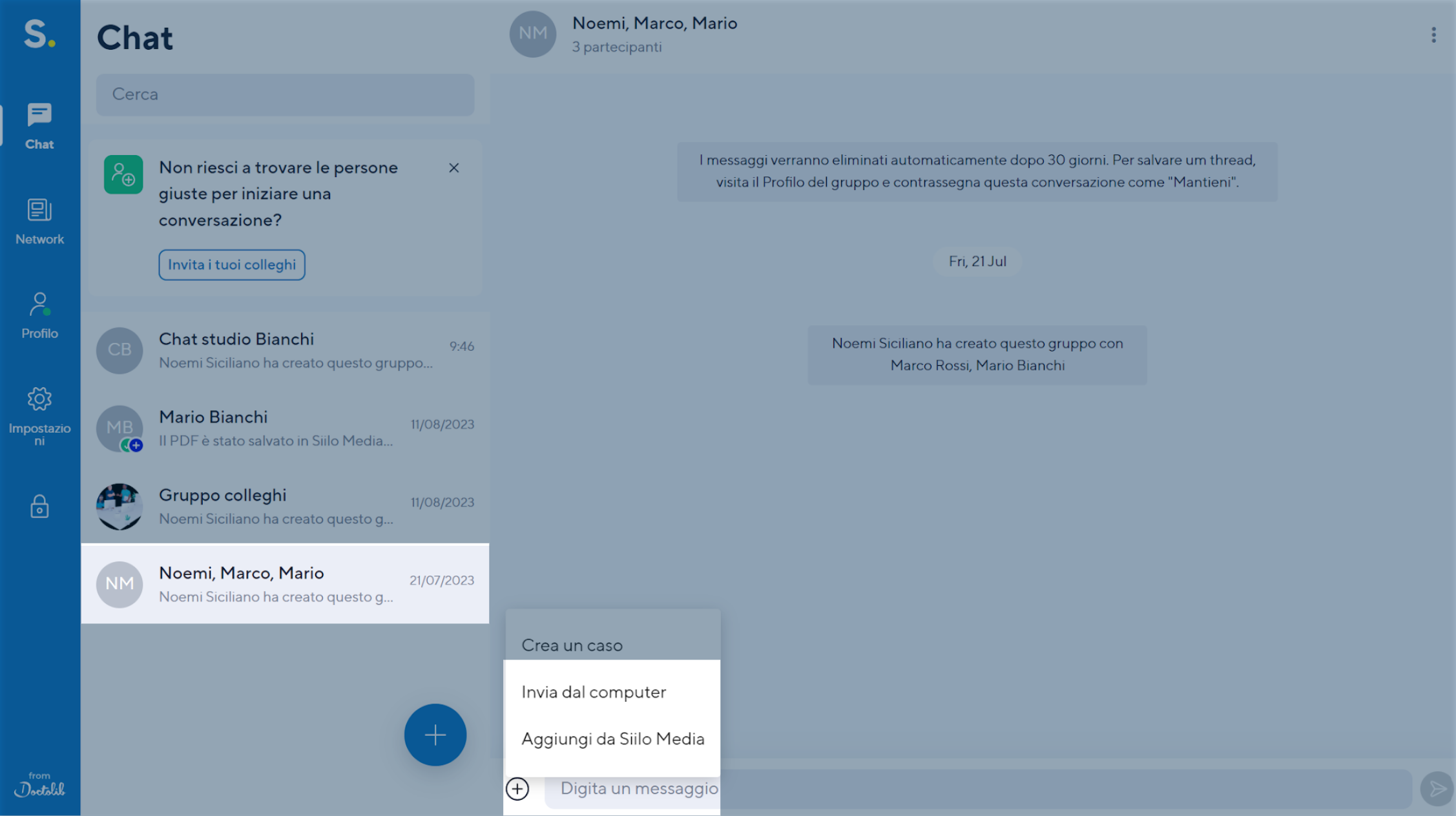 Condividere immagini, documenti e file in una conversazione con Siilo ...