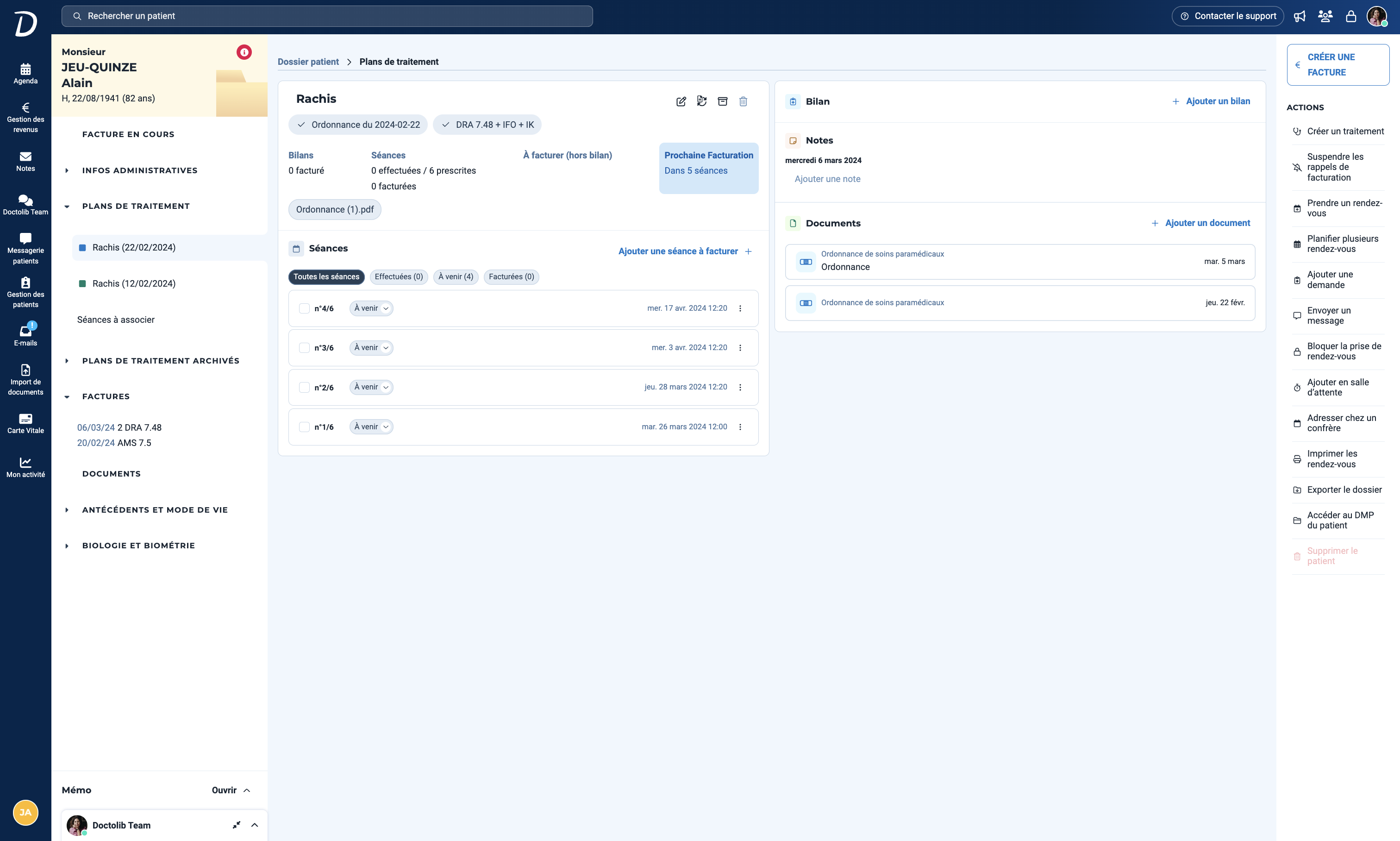 Découvrir le nouveau dossier patient Doctolib Kiné – Rubrique d'aide