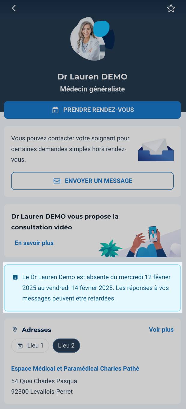 Informer mes patients que mes réponses à leurs messages seront ...
