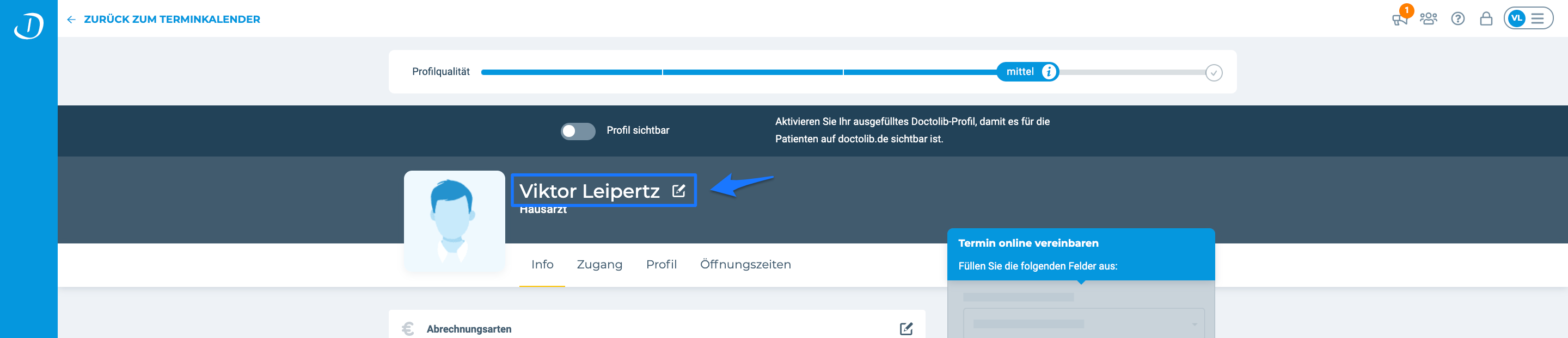 Mein Doctolib-Profil bearbeiten – Hilferubrik
