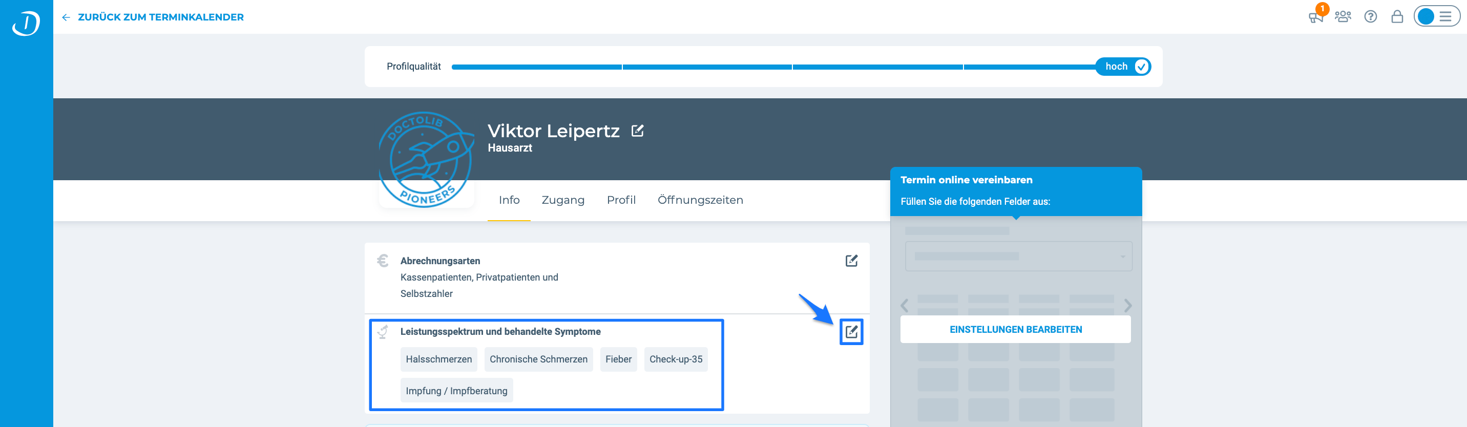 Mein Doctolib-Profil bearbeiten – Hilferubrik