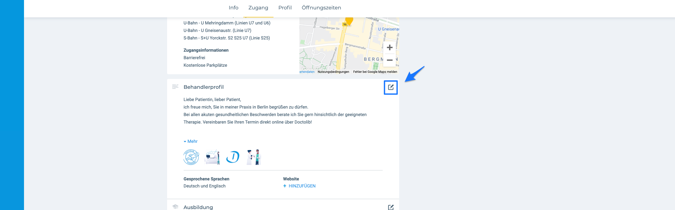 Mein Doctolib-Profil bearbeiten – Hilferubrik