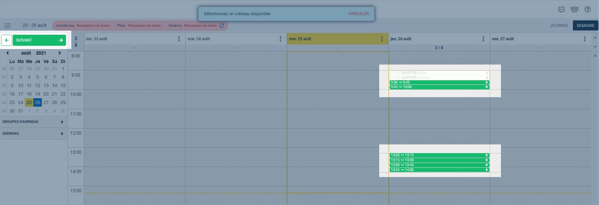 Prendre un rendez-vous – Rubrique d'aide