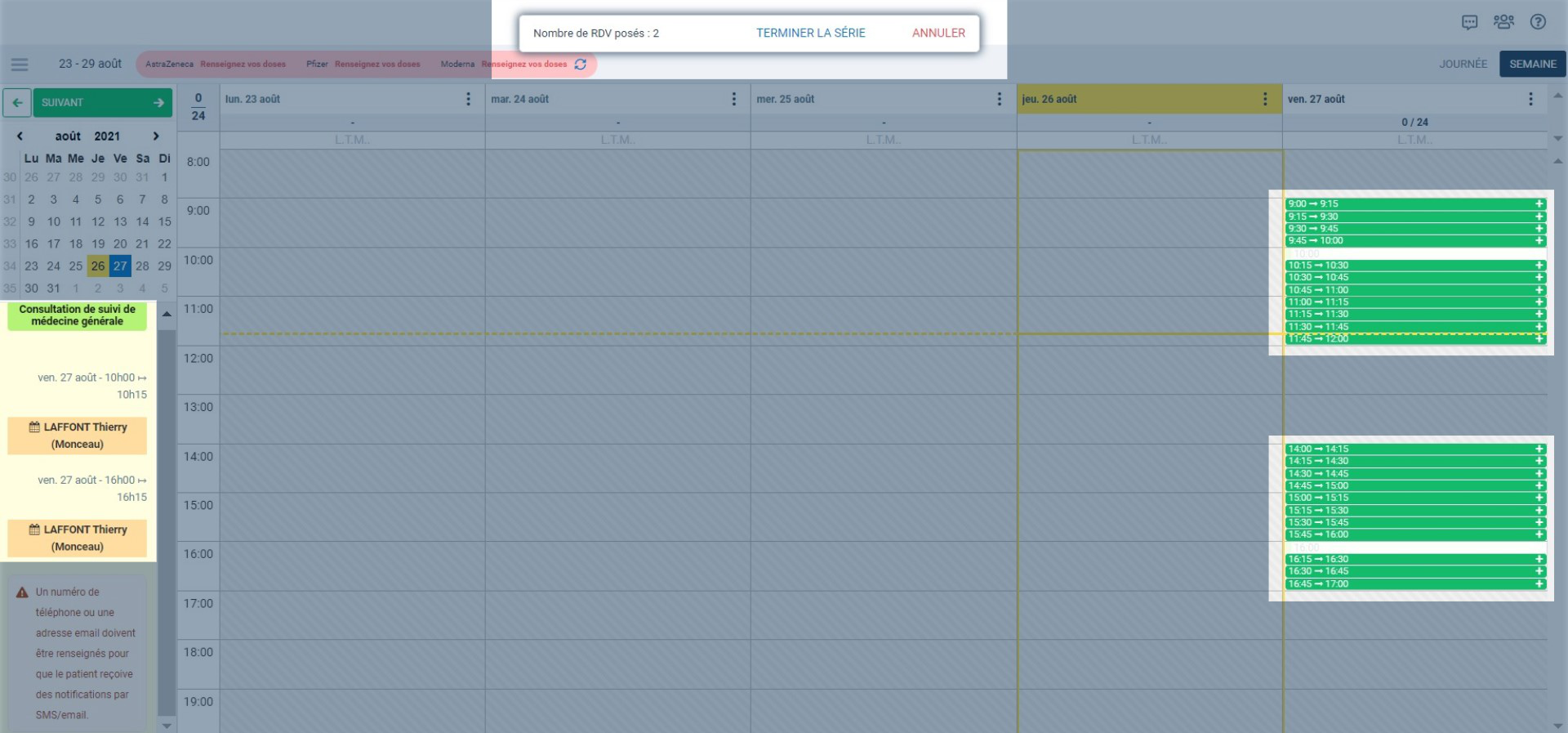 Prendre un rendez-vous – Rubrique d'aide