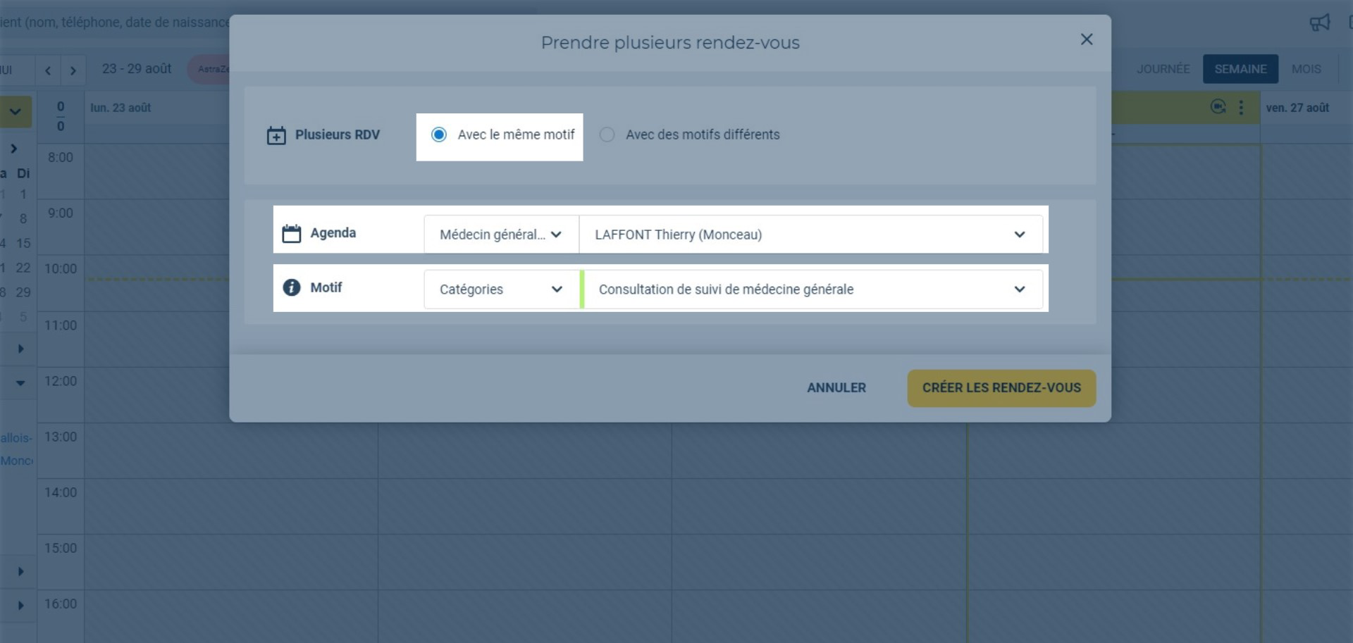 Prendre plusieurs rendez-vous pour un patient – Rubrique d'aide